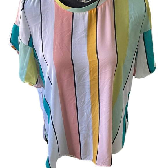 LOFT | Tops | Loft Brand Womens Striped Multicolored Blouse Medium ...